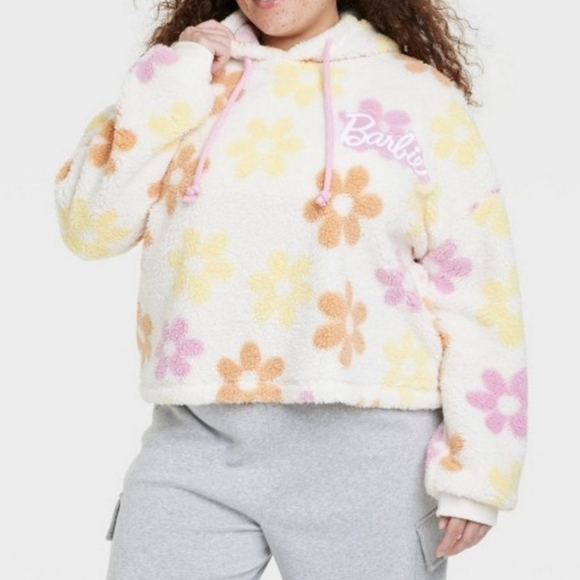 Barbie | Tops | Barbie Xxl Flower Sherpa Hoodie Jacket Plus Size | Poshmark